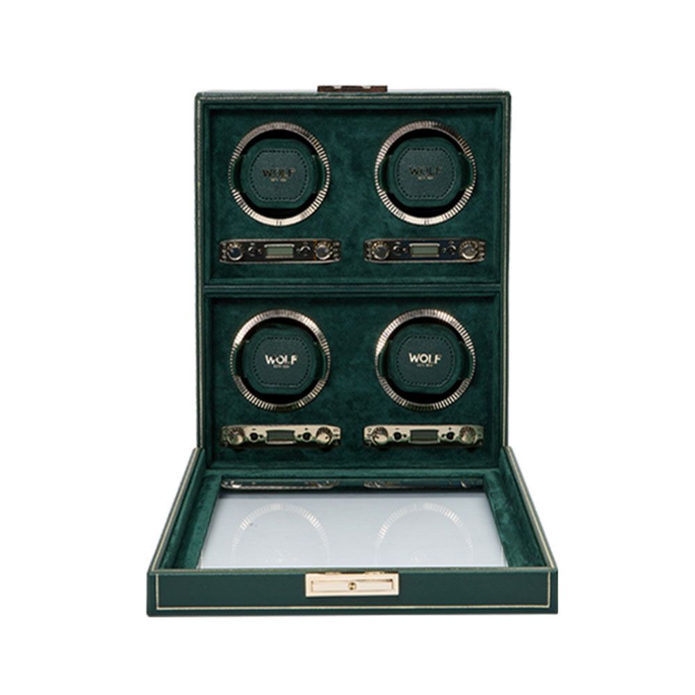 WOLF British Racing 4 Piece Quad Watch Winder - Green – Watch Winder ...